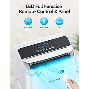 VAGKRI Portable Air Conditioners 14000 BTU ASHRAE (10200 BTU DOE/SACC), 3-in-1 AC Unit with Fan & Dehumidifier Cools up to 700 sq. ft, Smart/Sleep Mode 3 Fan Speeds Auto Swing 24H Timer Remote Control