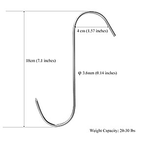 SATONBEYI 7pcs Meat Hooks for Smoker, 7 Inches Stainless Steel Smoking Hook S Shaped Butcher Meat Processing Hook for Smoker Butchering Drying Hanging Sausage Beef Pork Rib Jerky Grilling BBQ