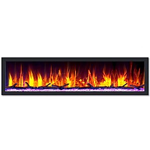Dynasty Cascade74 inch Wall Mount Linear Electric Fireplace - Black, DY-BTX74