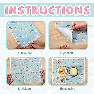 Sawysine Disposable Stick on Placemats for Baby and Kids, Restaurant Table Mats Sticky Waterproof Unicorn Place Mats for Toddler Travel Schools Family (50 Pcs)