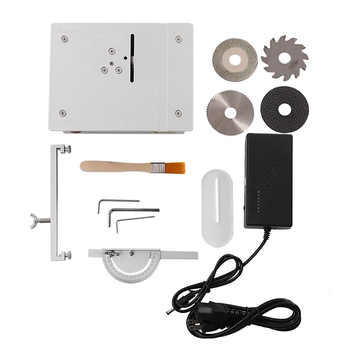 Bachin Mini Hobby Table Saw Handmade Woodworking Bench Saw 1/2" Adjustable Cut Depth, Seven Speed Adjustable Power Supply, Small Hobby Table Saw for Miniature Wood Craft Cutting