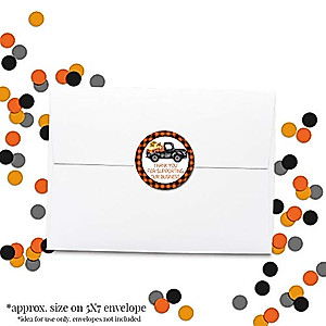 Orange & Black Plaid Fall Pumpkin Pickup Thank You Customer Appreciation Sticker Labels for Small Businesses, 60 1.5" Circle Stickers by AmandaCreation, for Envelopes, Postcards, Direct Mail, More!