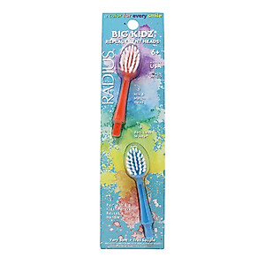 RADIUS Big Kidz Forever Brush Replacement Heads for Children, 6 Years and Up, BPA Free ADA Accepted for Growing Teeth and Gums, 2 Heads - Extra Soft (3 Count)