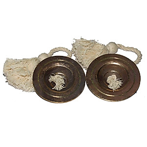 Handmade Pure Bronze (Kansa) Manjeera Cymbal Hand Percussion Indian Musical Instrument 1 Pair (3 INCH)