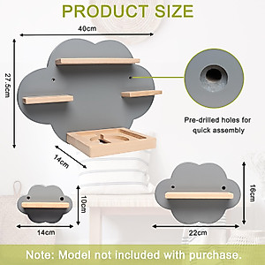 OPERMAXER for TonieBox and for Tonie Shelf Cloud, Tonies Storage for Tonie Figures Characters, Floating Shelves Magnetic Wall Shelf for Children Play Room, Charging Station, Grey（3 Pcs）