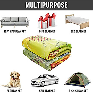 TSlook 60x80 Blankets Funny Yellow Softball Comfy Funny Bed Blanket