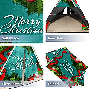enheng Small Pet Hideout Christmas Ornaments Pinecones Green Background Hamster House Guinea Pig Playhouse for Dwarf Rabbits Hedgehogs Chinchillas