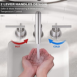 FGKQ Bathroom Faucet for Sink 3 Hole, 8 inch Widespread Bathroom Faucet, 2 Handle High Arc Bathroom Sink Faucets with Pop-Up Drain and Water Supply Lines, Brushed Nickel