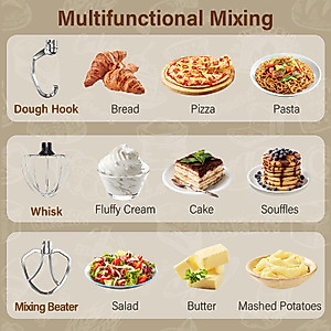 Honinst Stand Mixer，3-In-1 10-Speed 5.5QT Tilt-Head Food Mixer，Electric Mixer with Bowl, Dough Hook, Whisk and Beater，Kitchen Mixer for Baking, Cake and Most Home Cooks, Black