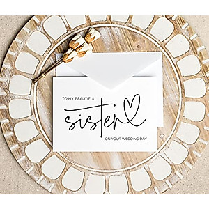 To My Sister on Your Wedding Day Card, Gift for Bride from Brother and Sister, 1 x Card and Matching Envelope