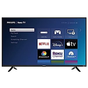 PHILIPS 43-Inch 1080p FHD LED Roku Smart TV with Voice Control App, Airplay, Screen Casting, & 300+ Free Streaming Channels