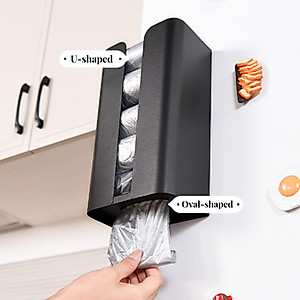 Magnetic Suction Plastic Bag Holder - Grocery Bag Dispenser - Wide Opening Plastic Bag Tissue Storage Device Without Installation - Fingerprint Resistant (Black)