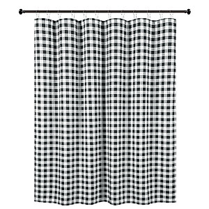 Biscaynebay Textured Fabric Shower Curtains 72" X 72", Black & White Printed Checkered Linen Modern Hotel Luxury Quality Cloth Bathroom Curtains Machine Washable