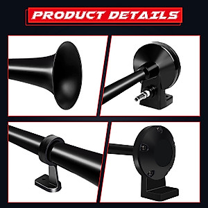 CARFKA Air Horn for Truck Boats Car, 150DB Super Loud Train Horns Kit with 120 PSI Air Compressor (black, Single)