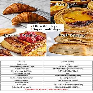 INTSUPERMAI Dough Sheeter Machine 23.6" Commercial Dough Press Roller Sheeter Fondant Sheeter Pasta Machine for Croissant, Puff Pastry, Marzipan