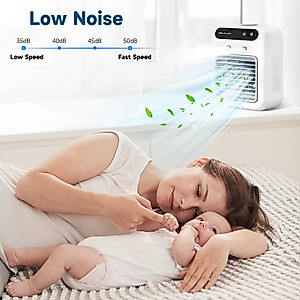 Portable Air Conditioners, Tusivo Cooling Fan Mini Air Conditioner with 2 Cool Mist & Speeds, Personal Air Conditioner Evaporative Air Cooler Fan Small AC Unit for Desk Bedroom Office Camping