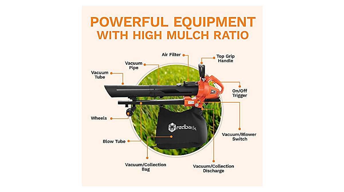 Redback Cordless Leaf Blower Vacuum - Powerful 2-in-1 Tool