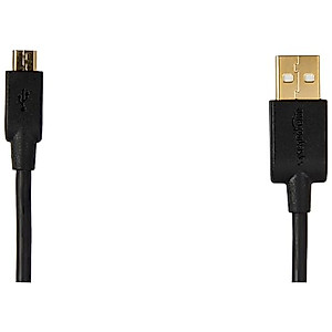Amazon Basics USB-A to Micro USB Fast Charging Cable, 480Mbps Transfer Speed with Gold-Plated Plugs, USB 2.0, 10 Foot, Black