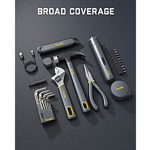 Fanttik S1 NEX Studio Electric Screwdriver Tool Kit, 3 Torque Settings, Max 6N.m, 10 Magnetic Bits, 7 Types Tools, Hex Keys, Spanner, Claw Hammer, Household Tool Kits for Home Repairs, Idea DIY