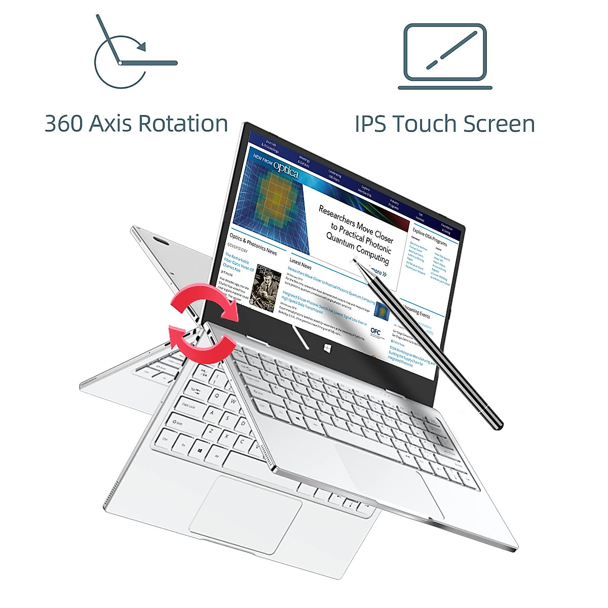 TOPOSH 2 in 1 Laptop, Windows 10 Home Tablet,Ram 8GB ROM 256GB SSD,11.6Inch Touch Screen,Processor Celeron N4120, Metal Body, WiFi and Bluetooth- Silver