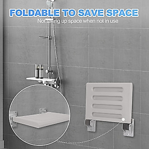 Shower Seat Wall Mount, Foldable Shower Chair Wall Mounted Load 400 Lbs Thicken Safety Folding Shower Seat for Inside Shower, Shower Bench Stool Wall Mounted for Adults Seniors