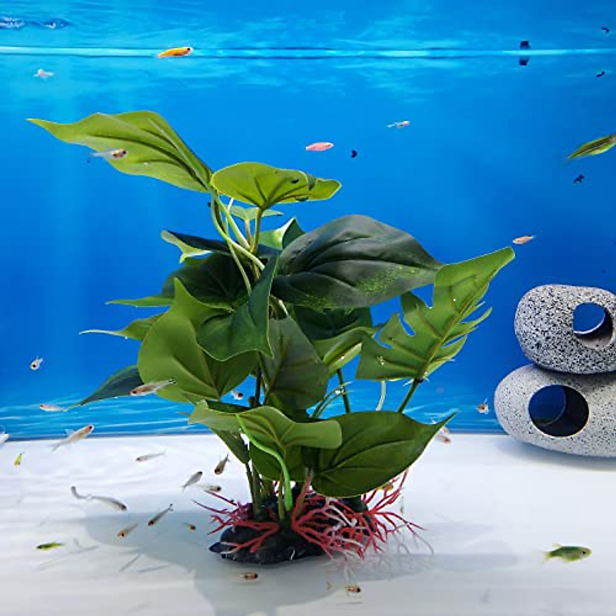 MRTIOO Reptile Artificial Plants, Terrarium Plants Decorations Supplies, Rainforest Ground Plant, Amphibian Habitat Hideout Tank Accessories (L)