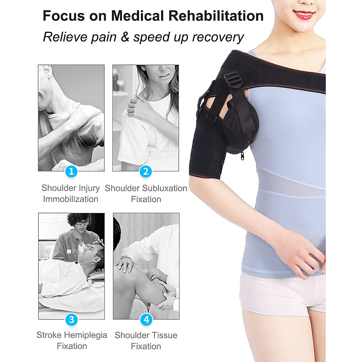 DouHeal Shoulder Brace, Shoulder Sling for Torn Rotator Cuff, Arm Sling for Shoulder Injury, Shoulder Pain Relief, Assisting Recovery in Athletes Post Shoulder Surgery for Left & Right Hand