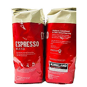 (Pack of 2) Kirkland Signature Dark Roast ESPRESSO BLEND Coffee Roasted By Starbucks 32 Oz. Bag