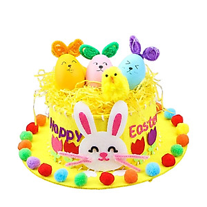 Menolana Children DIY Easter Hat Set Decorations Crafts, to Make Your Own Easter Bonnet Game Supplies for Kindergarten, Yellow