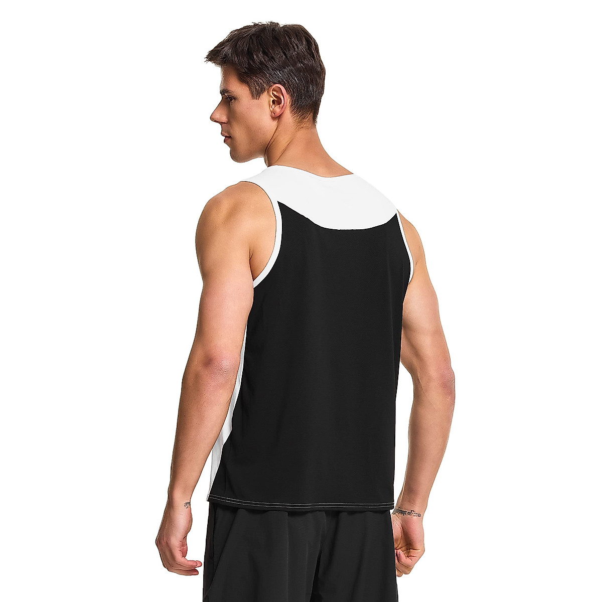 DEMOZU Men's Quick Dry Running Swim Tank Top Sleeveless Workout Athletic Gym Sports Beach Muscle Shirts Big and Tall, White, XL