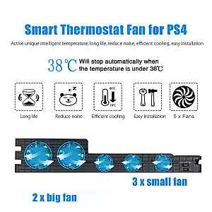 ElecGear Auto Cooling Fan for PS4 Pro, External USB Cooler Automatic Temperature Sensor Controlled Radiator Heat Exhaust works with PlayStation 4 Pro CUH-7xxx Black