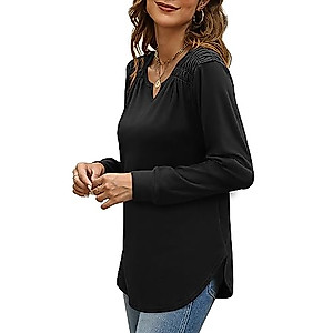 WEESO Tunic Sweatshirts for Women Loose Fit Trendy Casual Tops Black Sweaters XL