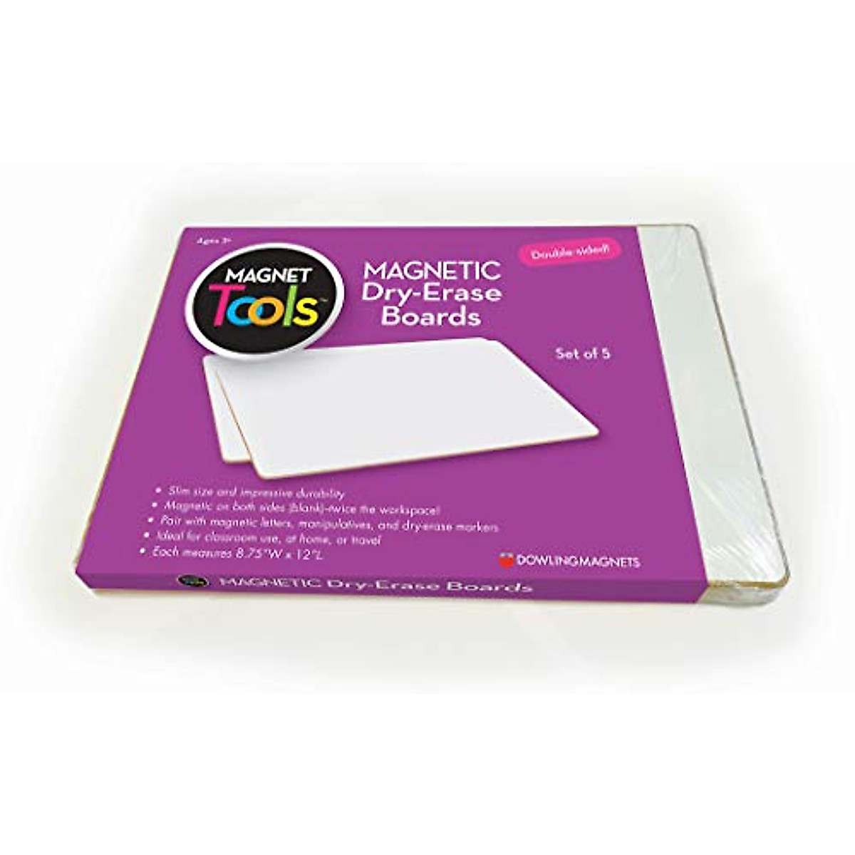 Dowling Magnets Magnetic Dry-Erase Boards – Double-Sided Blank – 12" Long x 8.75" Wide – Pack of 5.