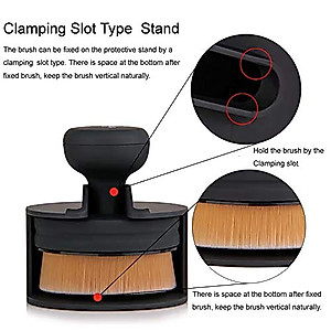 Flat round shaped Foundation Makeup Brush, Kabuki Liquid Foundation Brush Portable Cosmetic Brush Large Full Coverage Face Body Makeup Brush with Protective stand