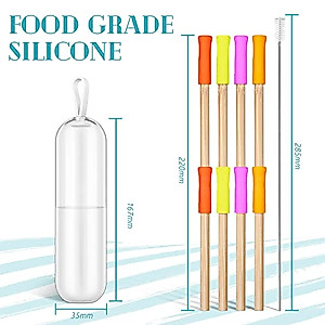 4 Pcs Reusable Straws with Case Drinking Silicone Straws Set with Case Portable Foldable Travel Straws with Cleaning Brush for Party Travel Household Cold or Hot Straws(Blue, White,Long Style)