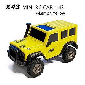 SoloGood LDARC RC Car X43 1:43 Scale RC Racing Car 1/43 4WD Mini Climbing Vehicle Car RTR 2.4G Mini RC Car for Adult RC Car hobbyist(Lemon Yellow)