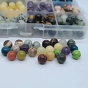 252pcs 8mm Natural Round Stone Beads Gemstone Beading Hole Size 1mm Crystal Energy Stone Healing for Bracelet Necklace Earrings Jewelry Making(12 Colors-4,8mm)