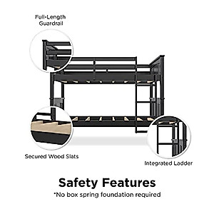 DHP Dorel Living Dylan Twin Wood Bed for Kids, Black Bunk