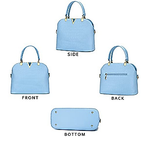 SHUIANGRAN Light Blue Satchels for Women Womens Purses and Handbags Ladies PU Leather Top Handle Shoulder Tote Bags