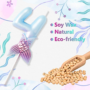 laackys Birthday Candle Number 4 Candles, Blue Purple Birthday Cake Candles, Cake Happy 4th Birthday Candles | Suitable for Mermaid Cake Decoration Birthday Party Supplies (4)