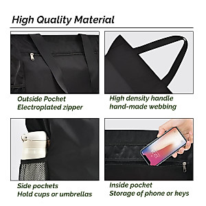 buringer HOMESPON Large Tote Bag with Pockets shoulder bag Lightweight for Travel Hiking Beach Gym