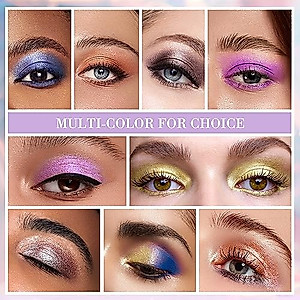 Hotiary Glitter Liquid Eyeshadow, Metallic Glitter Shimmer Sparkling Eye Shadow, Long Lasting Waterproof High Pigments Sparkle Eye Makeup Kit, Metals Gloss Eyeliner Pen(Gold Cream)