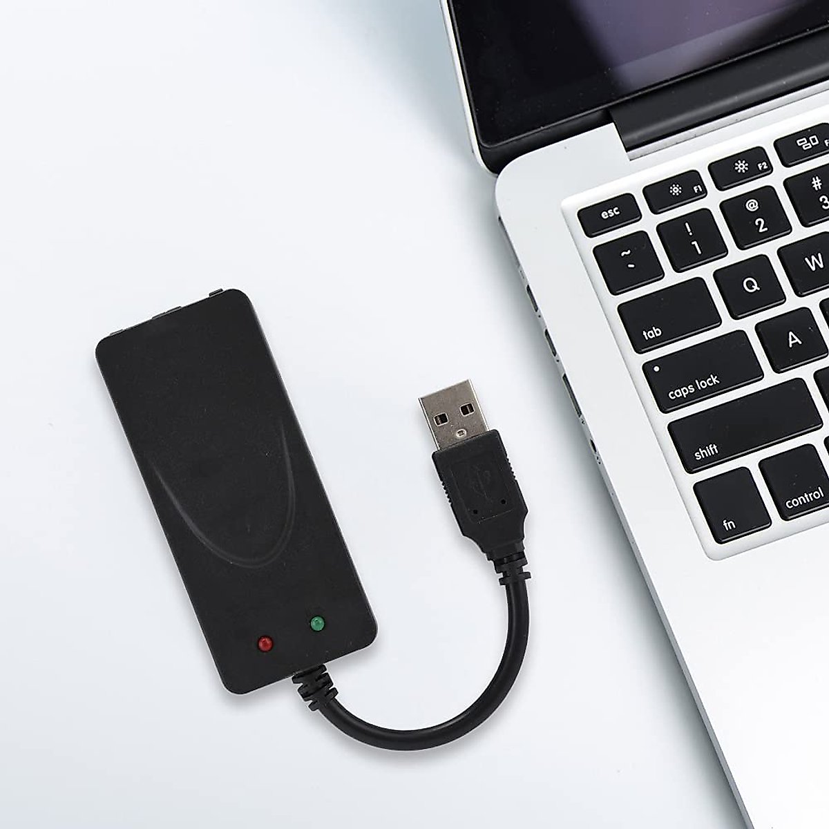 Fax Modem， Dual Port USB2.0 56K External Modem Driver， Plug and Play USB Modem， for Win 7/Win 8/Win 10/Win XP