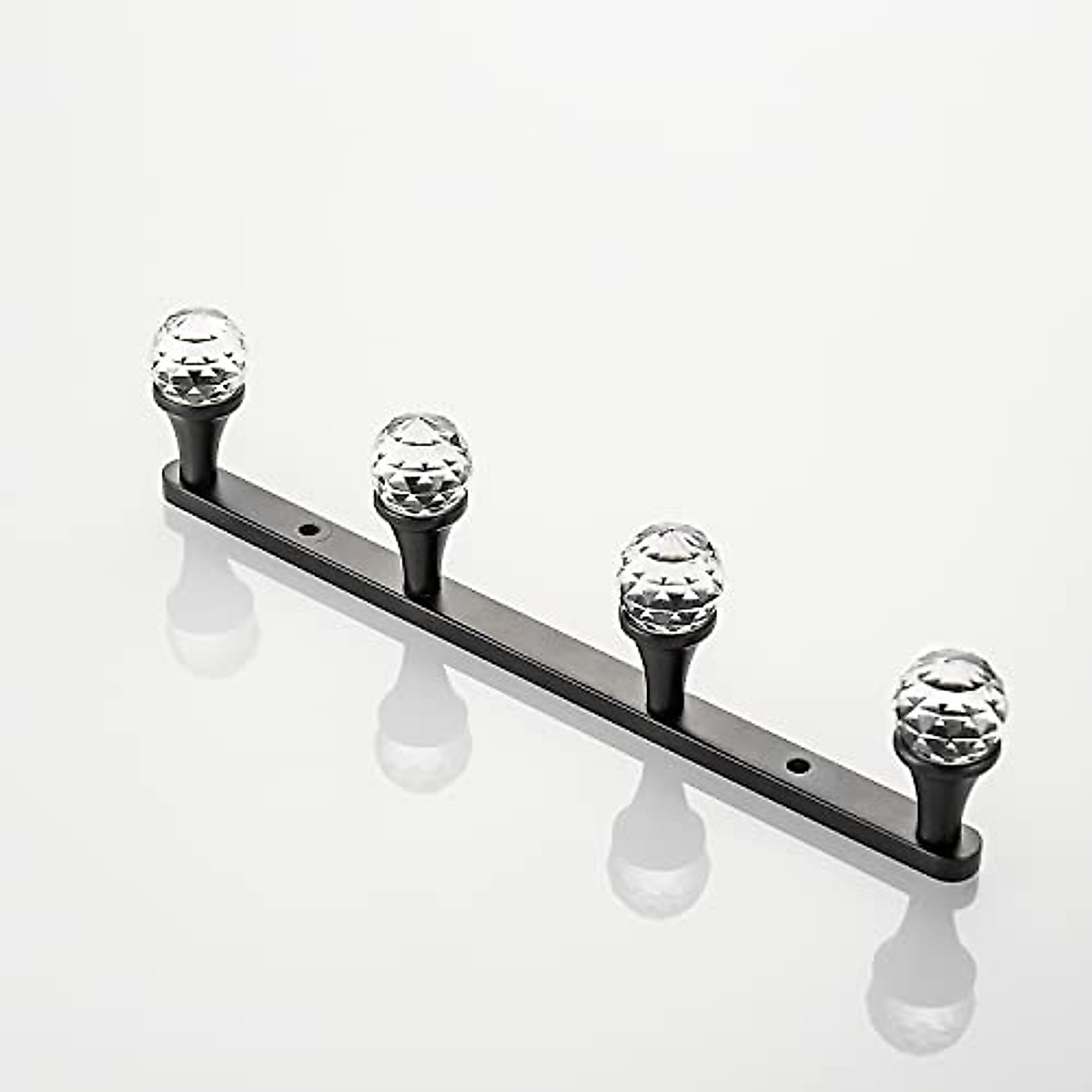 WOLIBEER Crystal Towel Hook, Matte Black Coat Hook 4 Row Hook Wall Mounted Hook Rack Stainless Steel Hanger for Bathroom Kitchen Toilet Entryway