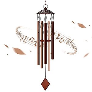 CREATIVE DESIGN Wind Chimes Outdoor with 5 Aluminum Ally Tubes Metal Sympathy Wind Chimes for Loss of a Loved one Memorial, Patio, Porch, Garden, and Backyard (38 Inch)