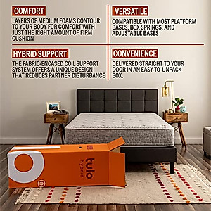 Tulo by Mattress Firm | 8 INCH Memory Foam Plus Coil Support Hybrid Mattress | Bed-in-A-Box | Firm Comfort | Twin