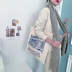 ORMG Canvas Shoulder Hand Bag Tote Bag Paris Bookstore Tote Shoulder Bag Casual Bag Soft Foldaway Travel Bag for Women Girl Student (One Size, Shakespeare)