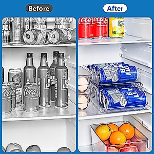 Puricon Large Foldable Skinny Can Organizer, Auto-Rolling Drink Dispenser for 16oz (473ml) / 17oz (500ml) Skinny Tall Cans, Clear, Space-Saving Storage for Fridge, Pantry, and Countertop - 1 Pack