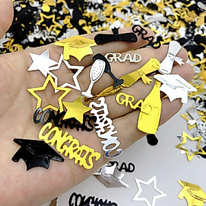 Werich Graduation Confetti 2024 | Glitter Confetti Sprinkles for Party Table Scatters Decoration | Graduation Party Decoration for Home, College, Senior, High School Prom | Metallic Foil