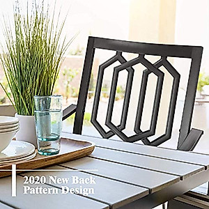 PHI VILLA 7-Piece Outdoor Furniture Dining Set, 1 Rectangle 60"x 37" Large Umbrella Table, 6 Swivel Chairs Furniture Set for Outdoor Garden Lawn Pool Metal Frame Easy to Care Weather Resistant